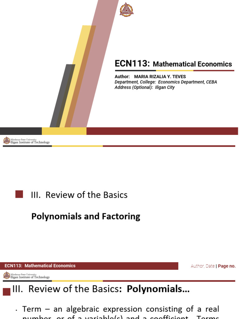 Lecture Presentation - Polynomials and Factoring | PDF