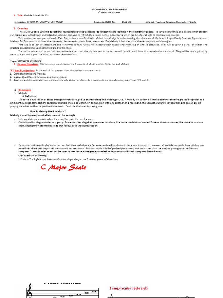MUSIC Module 3 | PDF