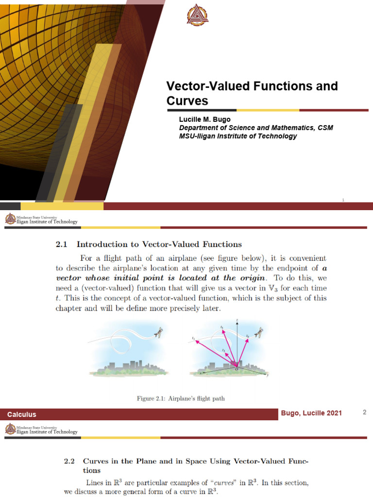Vector Valued Functions and Curves | PDF