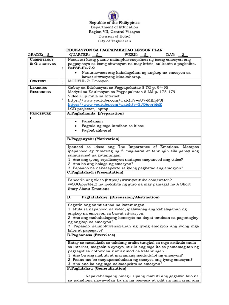 EsP 8 Q2 Week 5 Day 2 | PDF