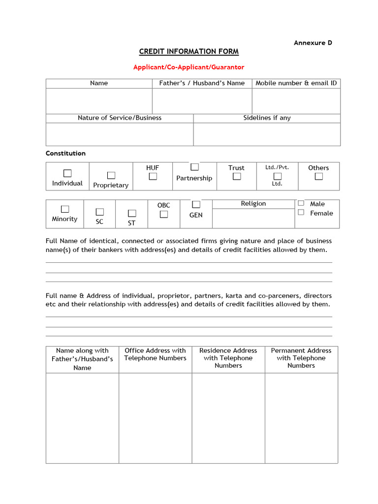 Credit Info Format | PDF