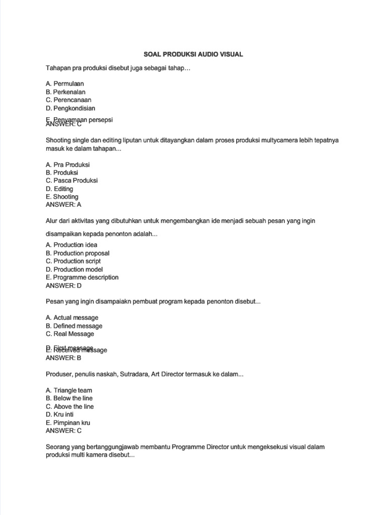 PDF Soal Produksi Audio Visual - Compress | PDF