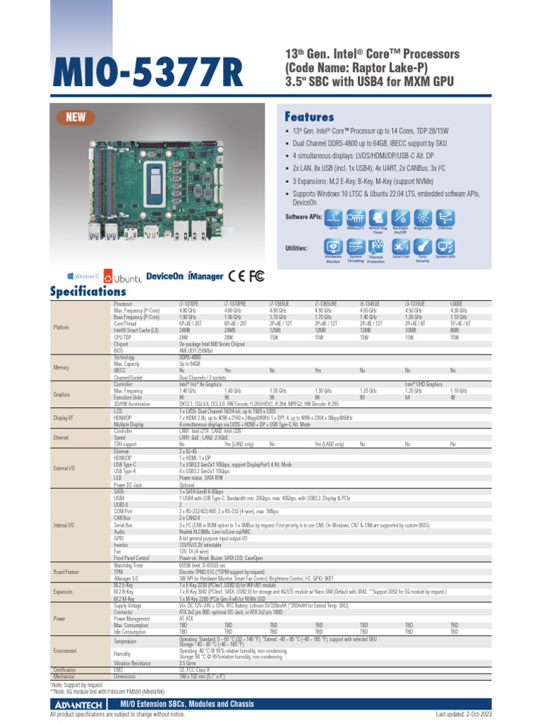 Mio-5377r DS (100223) 20231002134454 | PDF | Hdmi | Usb