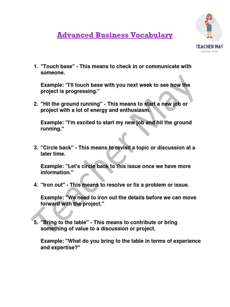 Advanced Business Vocabulary | PDF