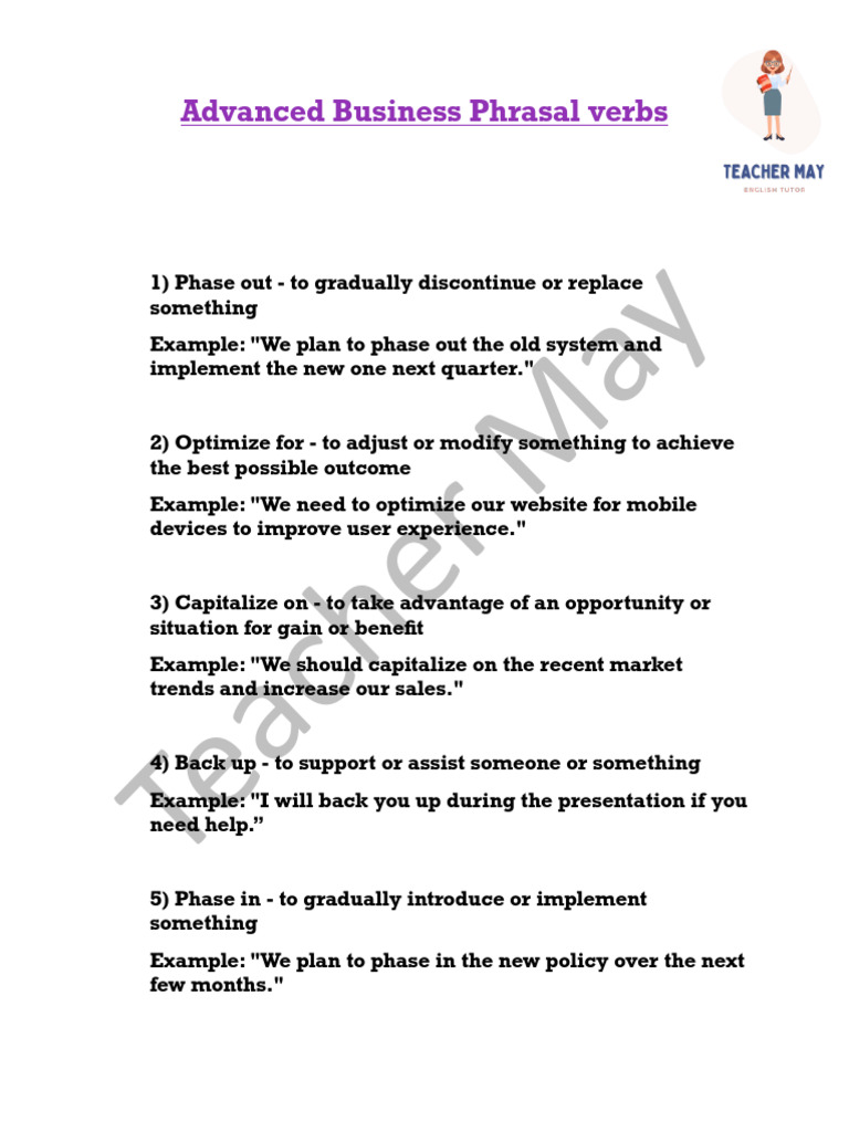Advanced Business Phrasal Verbs | PDF