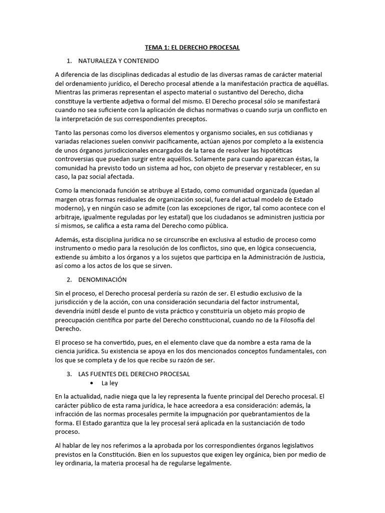 Wuolah Free Tema 1 Derecho Procesal | PDF | Ley procesal | Caso de ley