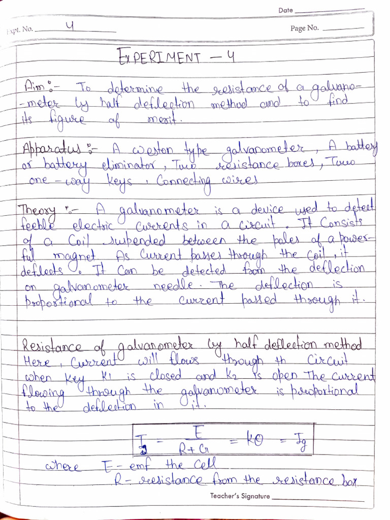 Resistance of BG by Half Deflection Method | PDF | Science & Mathematics