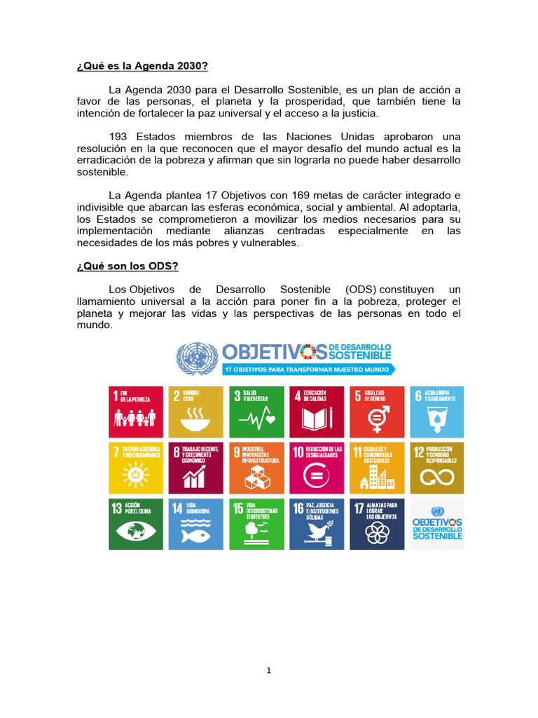 Agenda 2030 y ODS | PDF