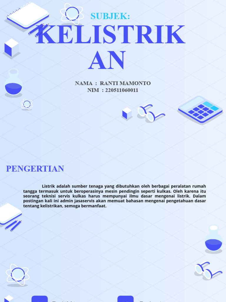 Presentasi KELISTRIKAN-Ranti Mamonto - 220511060011 | PDF