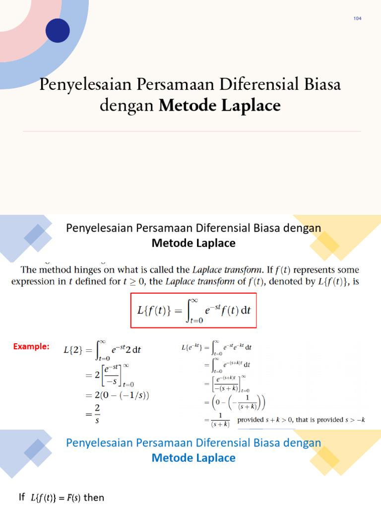 Metode Laplace untuk Persamaan Diferensial | PDF