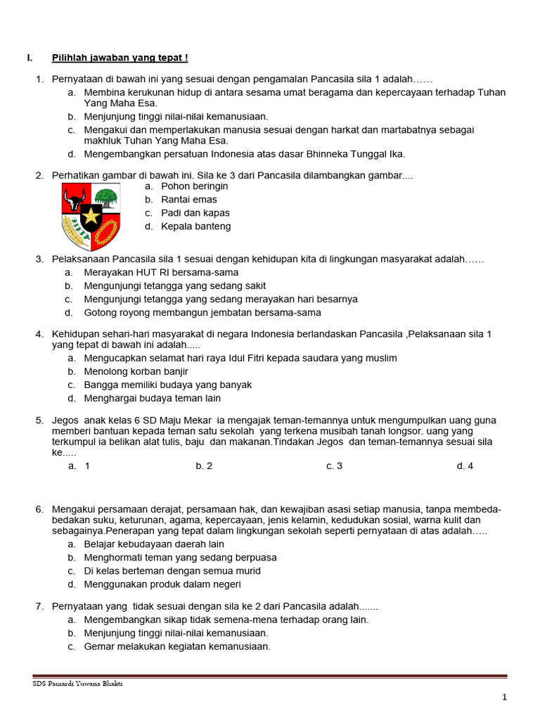 PS Dan PR PKN Tema 1 Kelas 6 | PDF