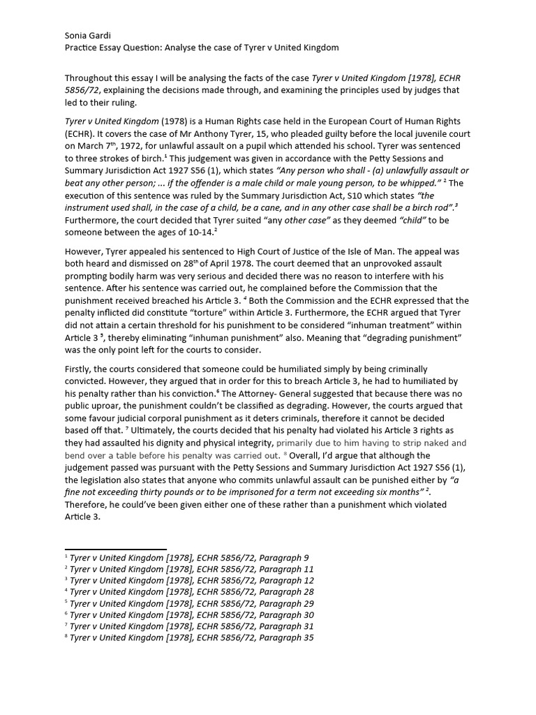 Human Rights Case Analysis | PDF | European Convention On Human Rights ...