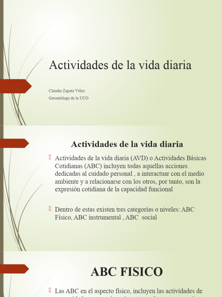 Actividades de La Vida Diaria | PDF