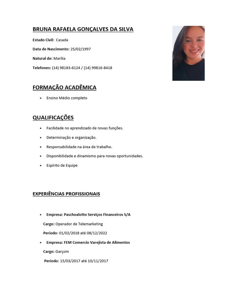 Curriculo BRUNA | PDF