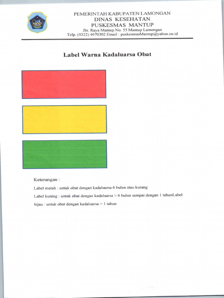 Label Warna Kadaluarsa Obat | PDF