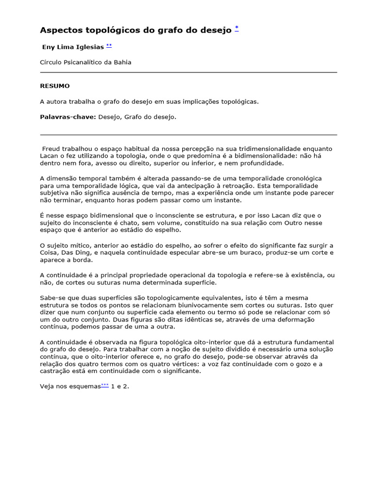 Topologia do Grafo do Desejo | PDF | Filosofia