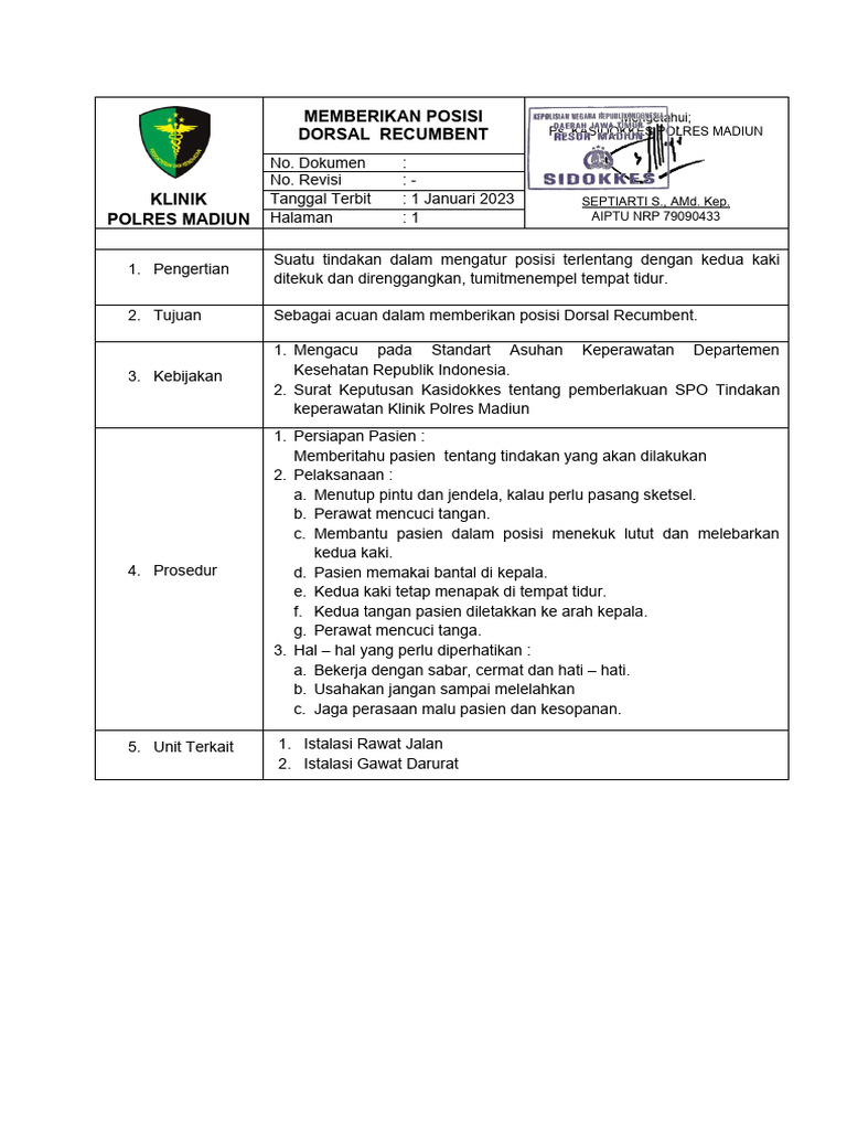 Panduan Posisi Dorsal Recumbent | PDF