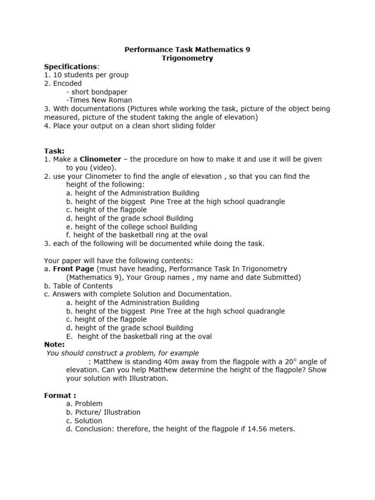 Performance Task Mathematics 9 | PDF Performance Task Mathematics 9 | PDF