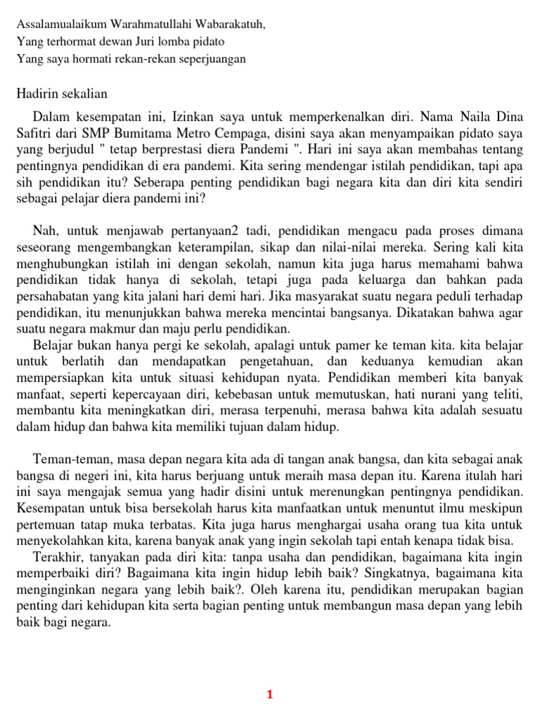Teks Pidato Bahasa Indonesia | PDF