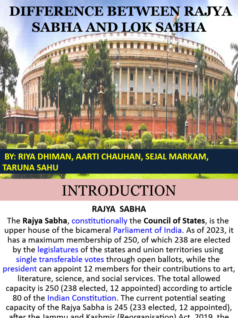 Parliament The Difference Between Lok Sabha And Rajya Sabha Pdf