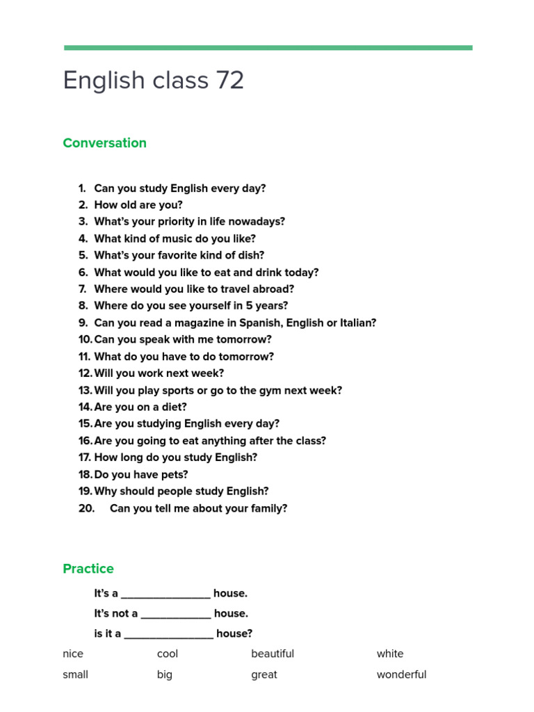 English Class 72 | PDF