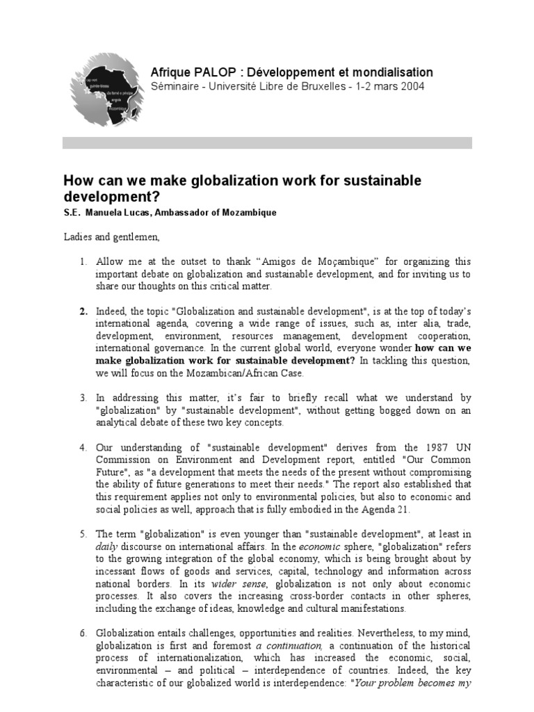 How Can We Make Globalization Work For Sustainable | PDF
