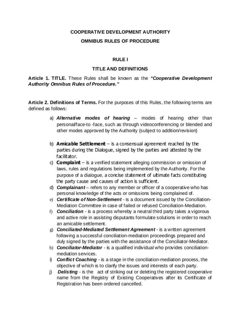 CDA Omnibus Rules of Procedure | Download Free PDF | Mediation ...