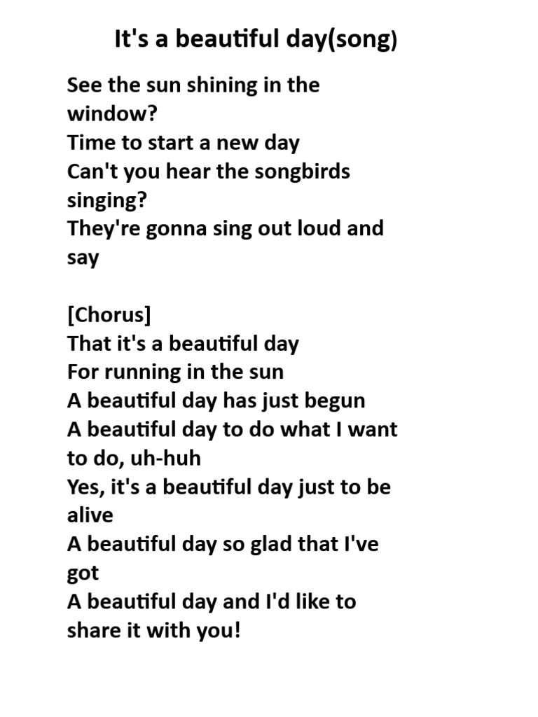 It's A Beautiful Day Song | PDF