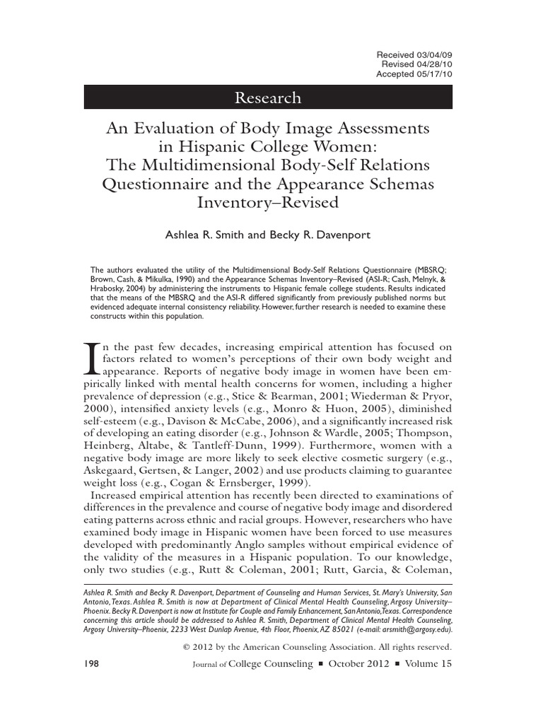 An Evaluation of Body Image Assessments in Hispanic College Women The ...