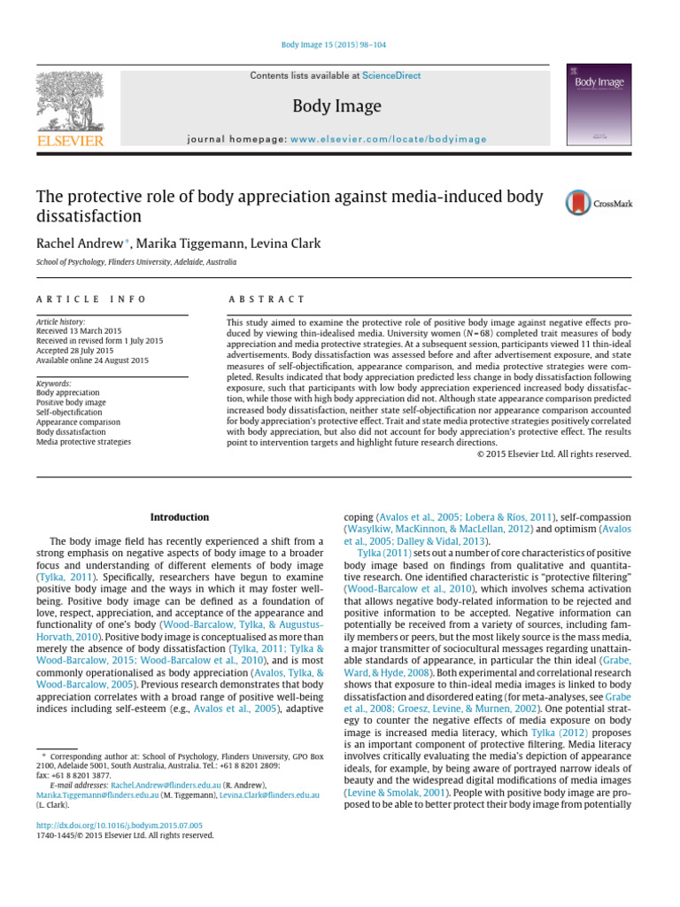 The Protective Role of Body Appreciation Against Media-Induced Body ...