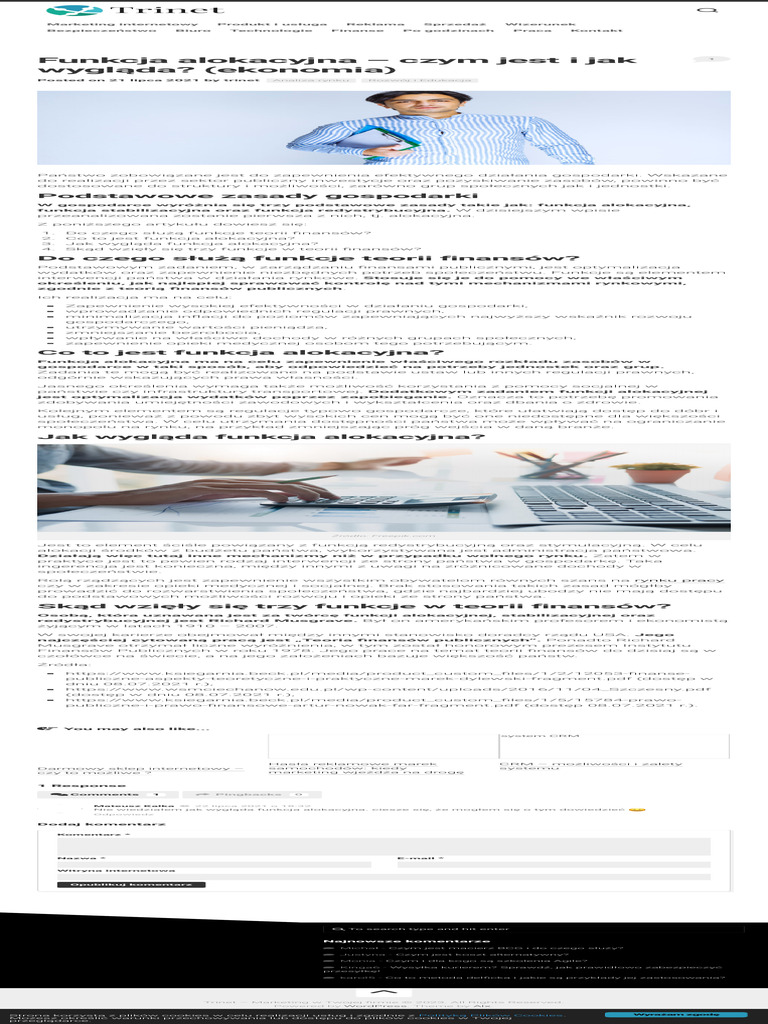 Funkcja Alokacyjna - Czym Jest I Jak Wygląda (Ekonomia) - Trinet - Marketing W Twojej Firmie | PDF