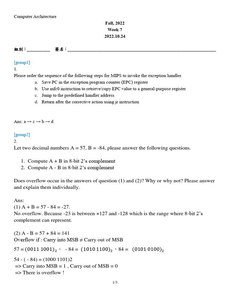 Computer Organization Exercise Answer3 | PDF | Theory Of Computation | Computer Programming