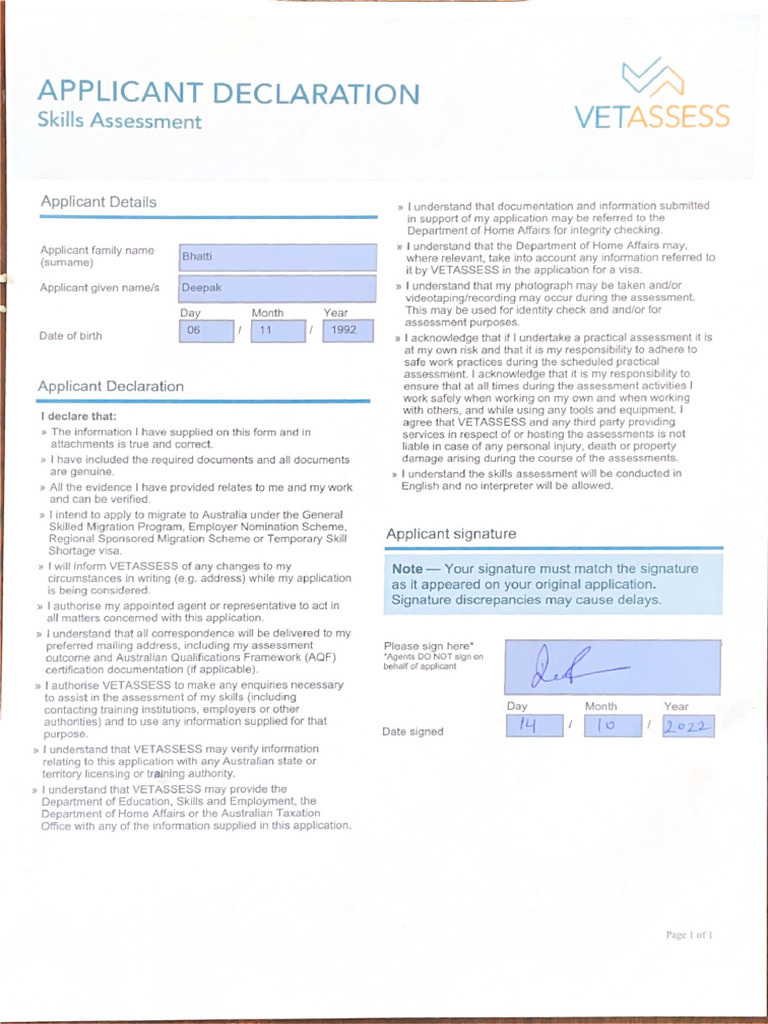 Applicant Declaration | PDF