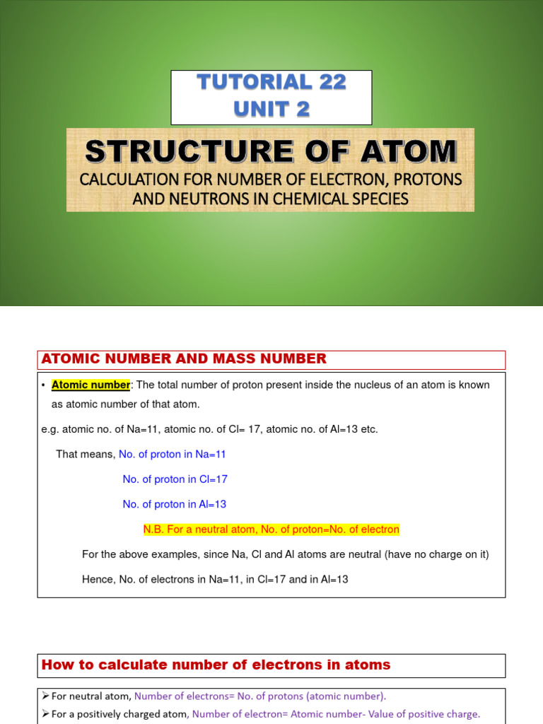Tutorial 22 Calculation of Number of Protons, Electrons and Neutrons ...