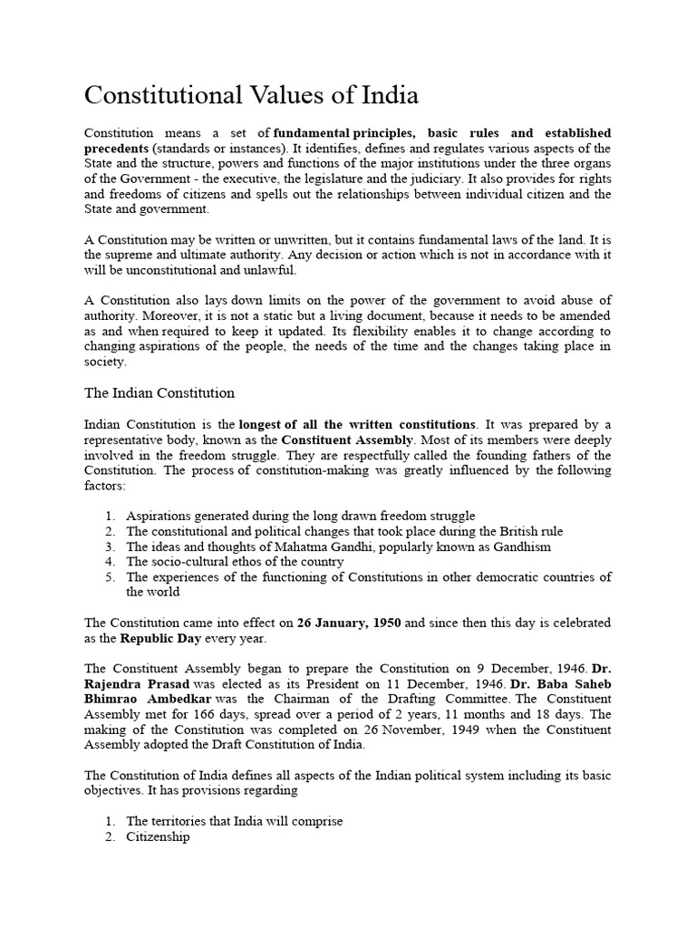 Values of Constitution | Download Free PDF | Constitution | Sovereignty