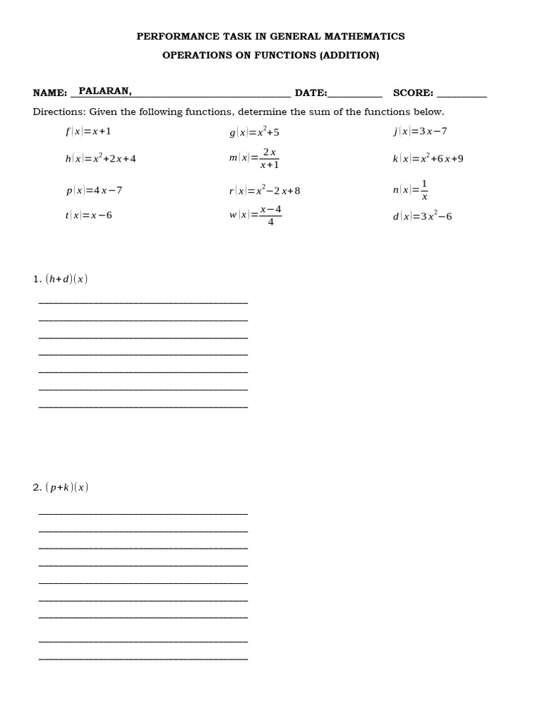 Performance Task in General Mathematics | PDF