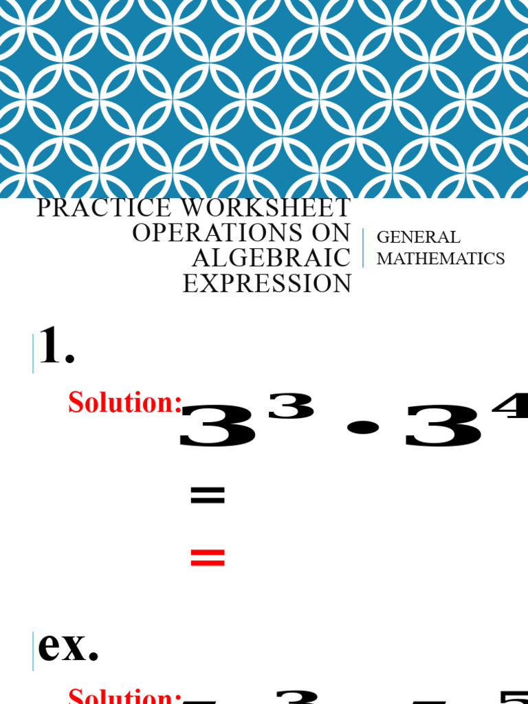 Practice Worksheet For Law of Exponents | PDF