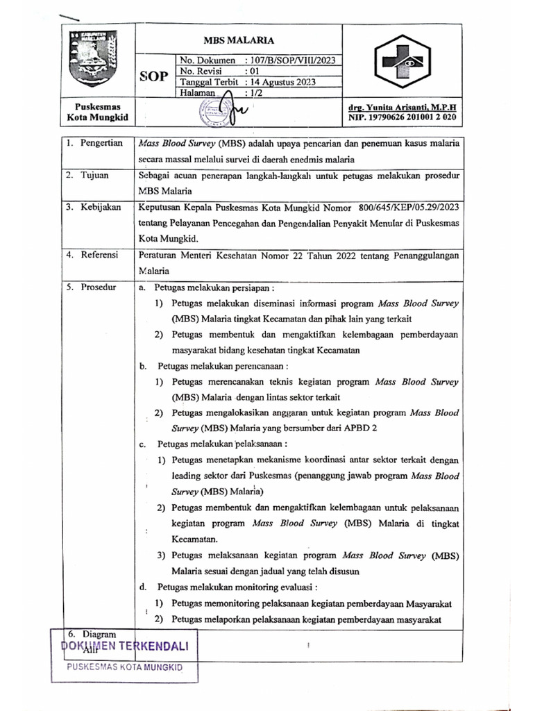 Sop Mbs Malaria | PDF
