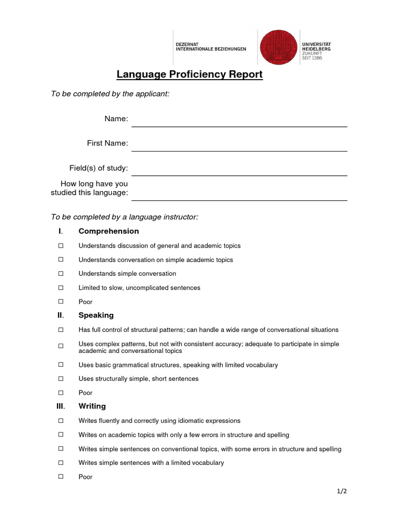Language Proficiency Report | PDF