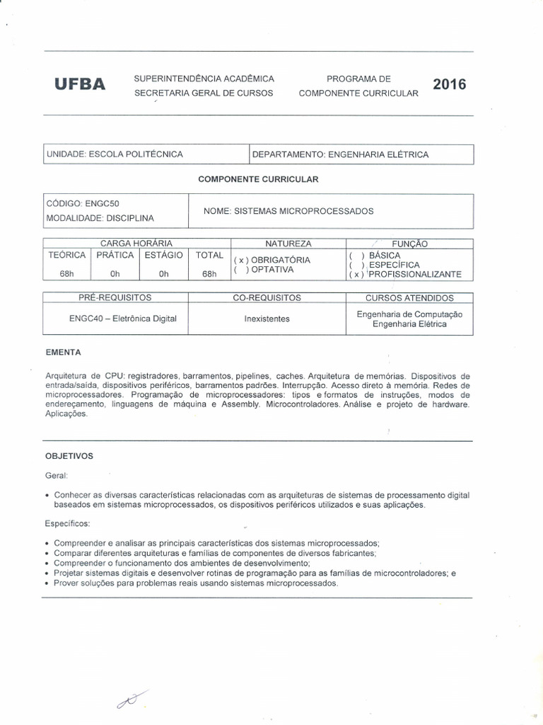 Engc50 - Sistemas Microprocessados | PDF