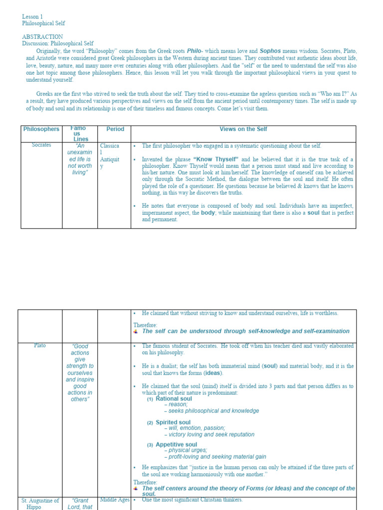 Lesson 1 UTS | Download Free PDF | Soul | Philosophy Of Self