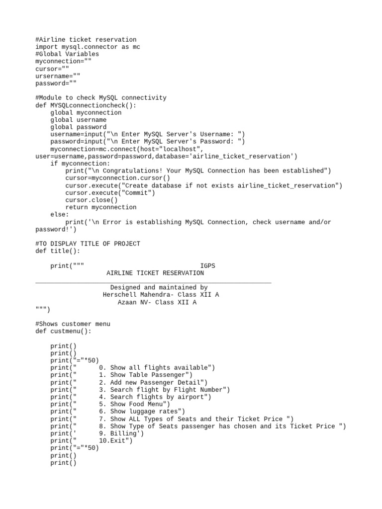 Airline Ticket Reservation | PDF | Computers