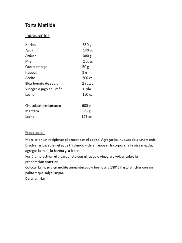 Torta Matilda Docx (1) | PDF