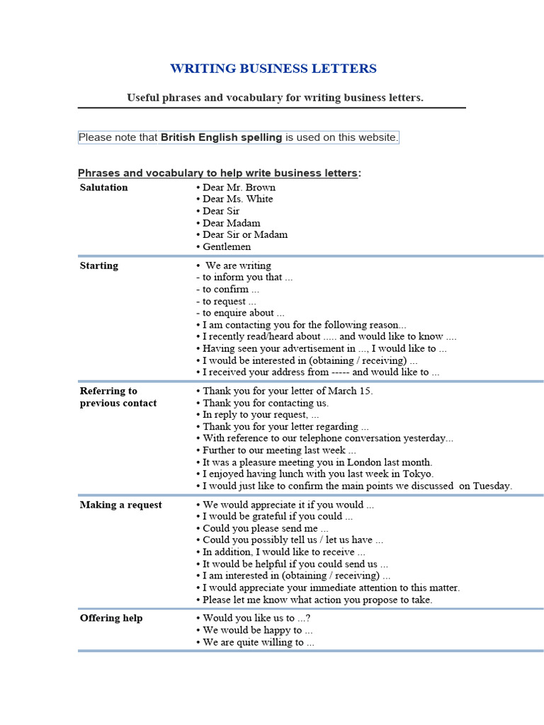 Writing Business Letters | PDF | Madam