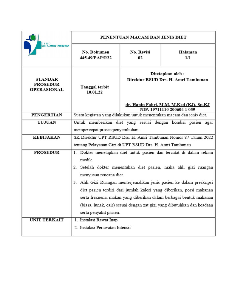 Spo 49 Penentuan Macam Dan Jenis Diet | PDF | Kesehatan Holistik | Sains & Matematika