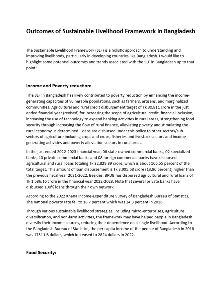 Outcomes of Sustainable Livelihood Framework | PDF | Climate Resilience ...