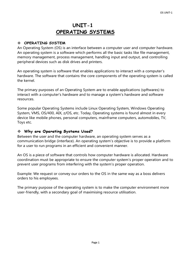 Os Unit-1 | PDF | Operating System | Graphical User Interfaces