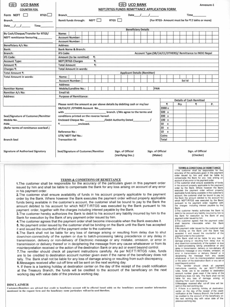 RTGS Form | PDF | Banks | Economies