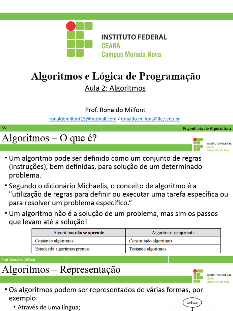 Aula2 Algoritmos | PDF | Computadores