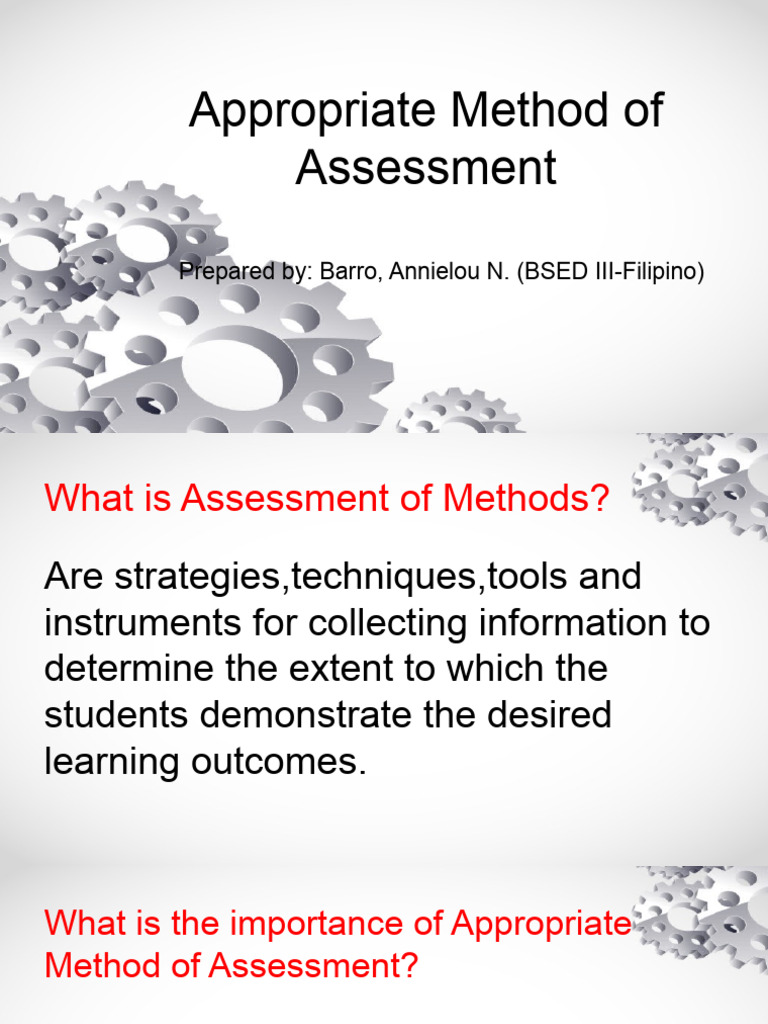 Appropriate Method of Assessment | PDF